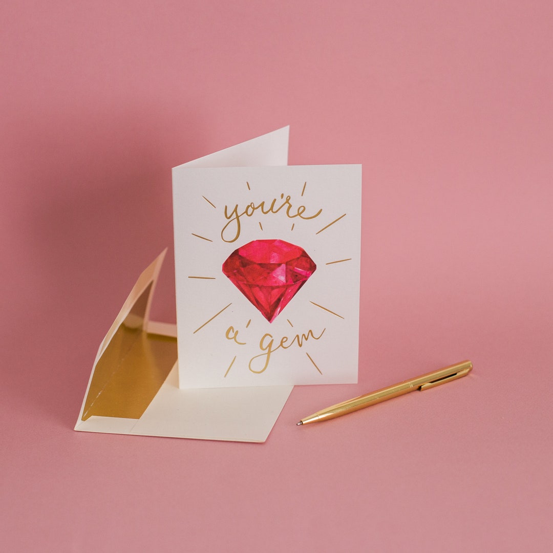 You're a Gem Greeting Card - Friendship Card, Gem Card, Foil Accented ...