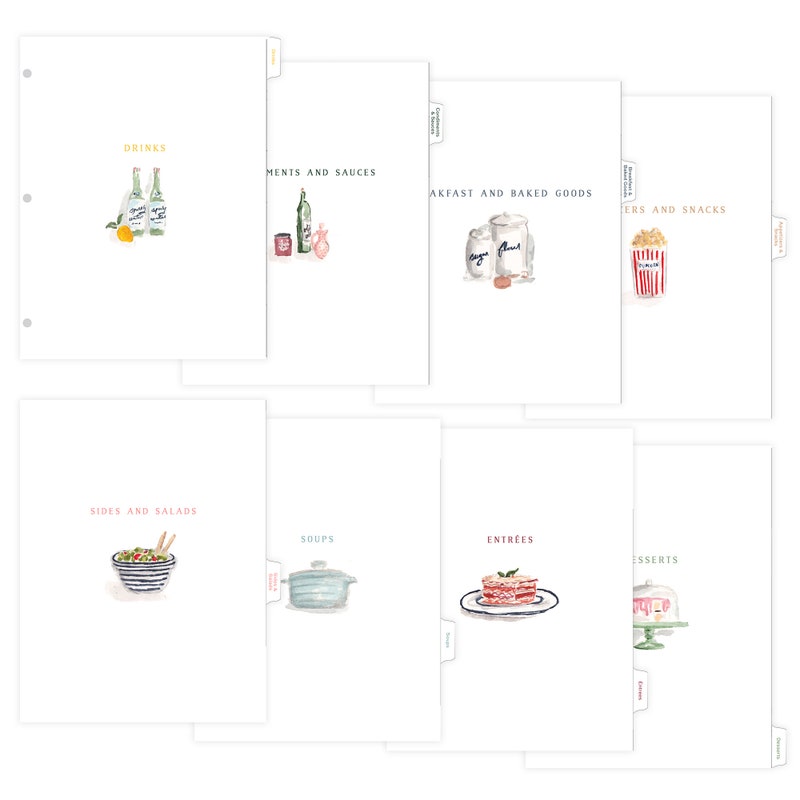 Dividers for a Recipe Book - Etsy