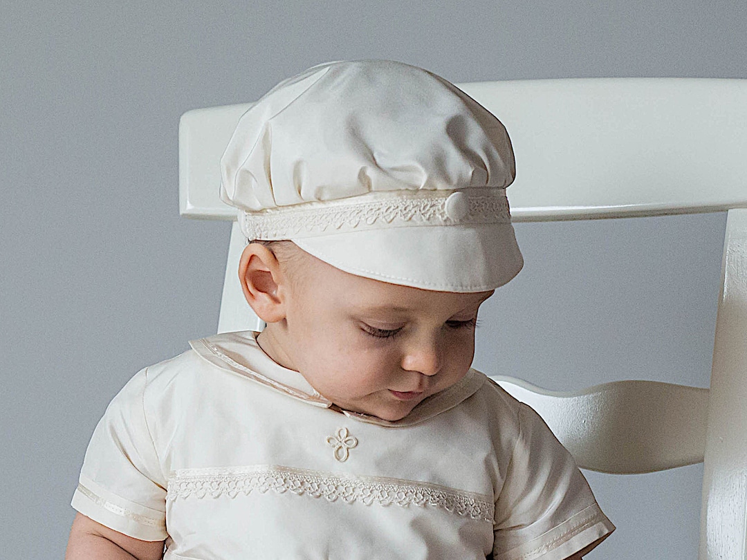 Silk Baby Boy Newsboy Cap: Christening Baptism Hat With Lace - Etsy