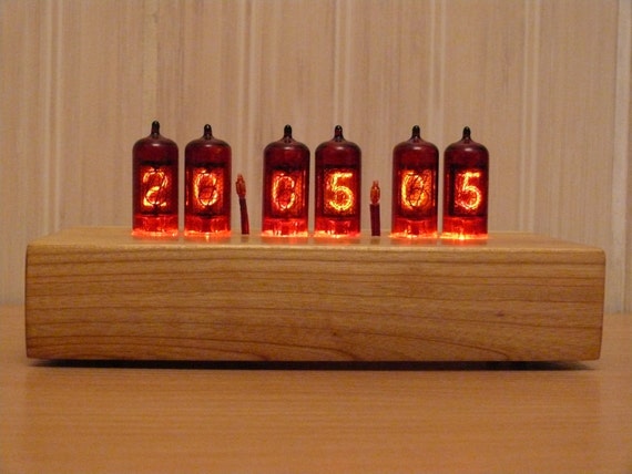 Nixie clock Retro tubes Solid wood case Rare red tubes Digital | Etsy