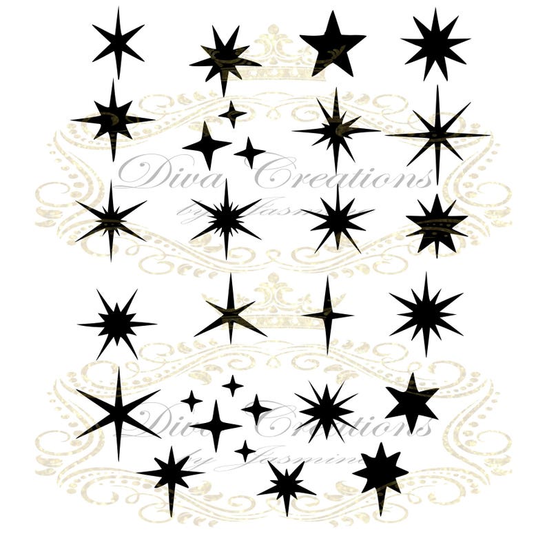 Instant Digital Download Stars Variety SVG JPG | Etsy