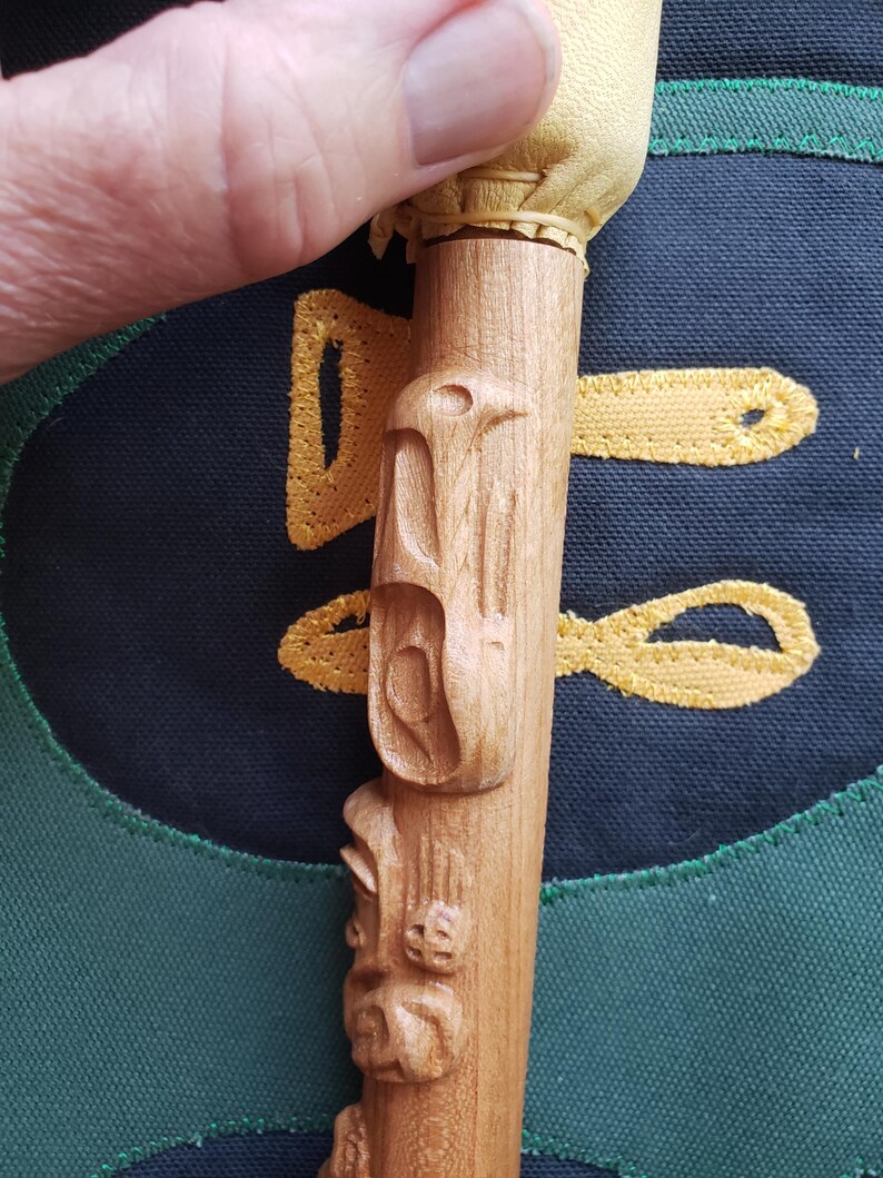 15 Inch Long Pacific Northwest Tribal/shamanic Totem Drumstick With ...