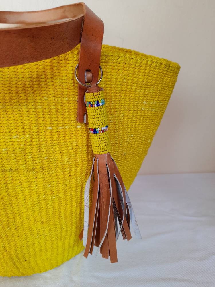 Yellow Handwoven Sisal Kiondoo Bag/kiondo Bag/ Handmade Bag - Etsy