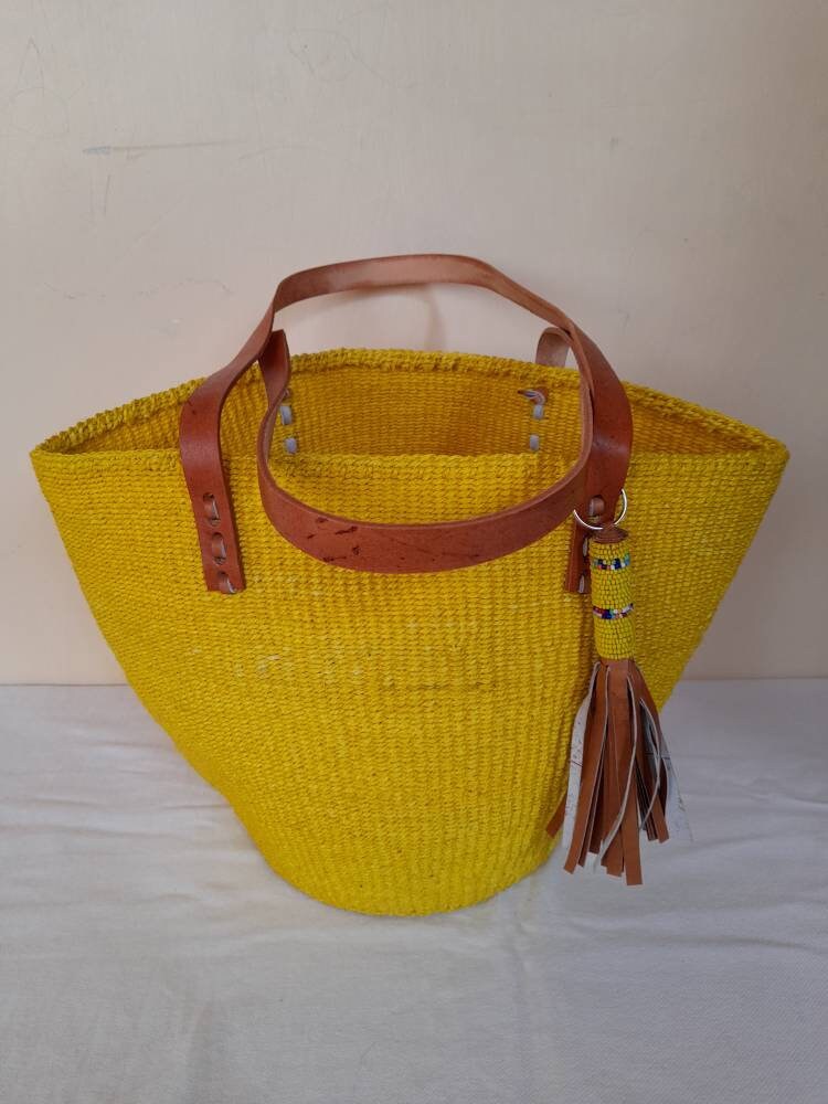 Yellow Handwoven Sisal Kiondoo Bag/kiondo Bag/ Handmade Bag - Etsy