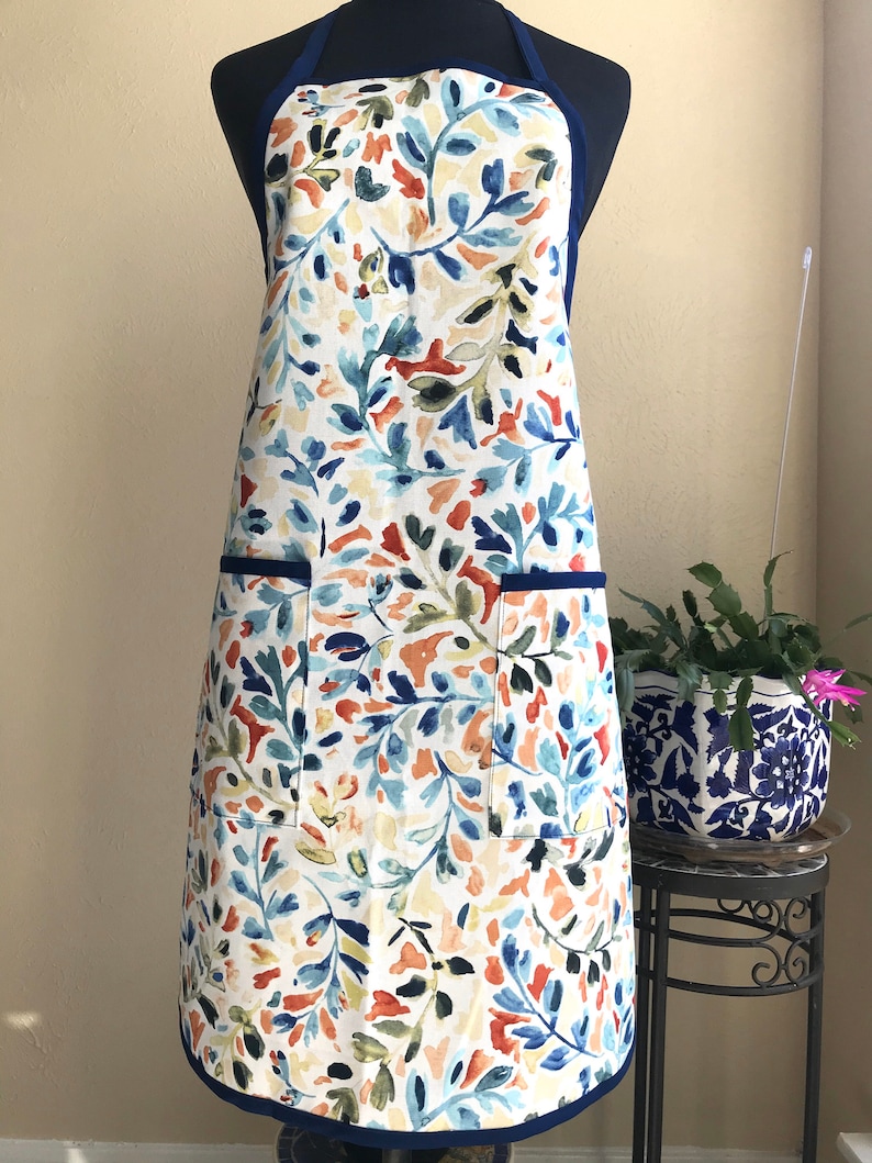 Floral Apron With Pockets Personalized Apron Kitchen Apron - Etsy Ireland