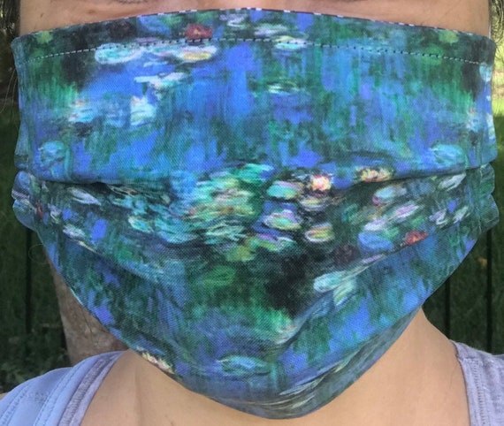 Face mask with Monet art design lily pond masks reversible | Etsy