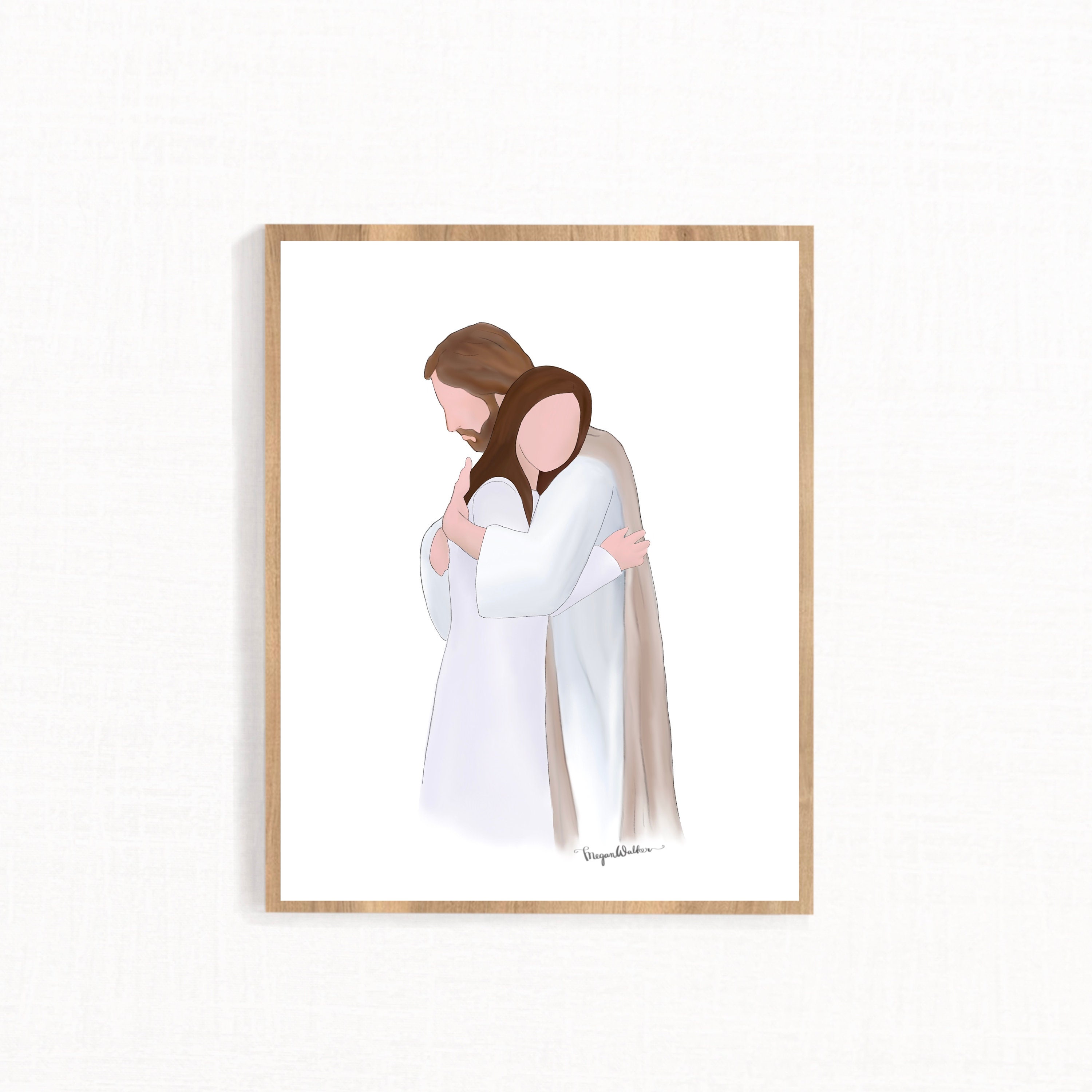 Christ’s Embrace, Faceless Portrait With Christ and Woman With Brunette ...