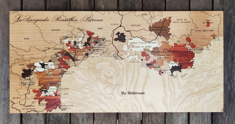 Wines Map of LANGUEDOC-ROUSSILLON PROVENCE in Marquetry - Etsy