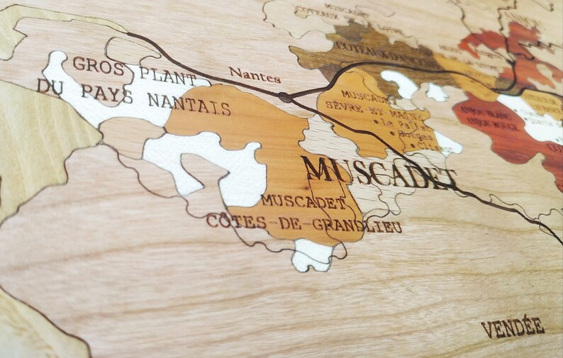 Wine Map LOIRE VALLEY MARQUETRY Hand Made Unique Piece Interior ...