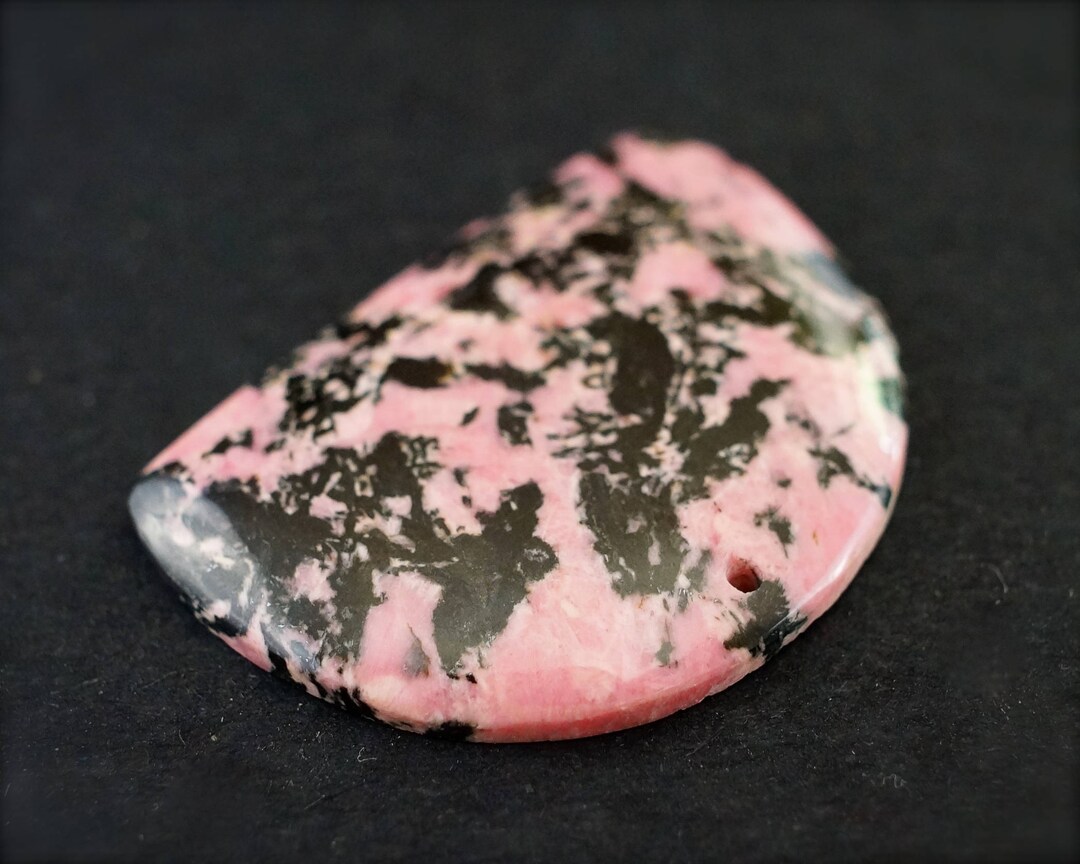 SALE Rhodonite Cabochon DRILLED. Stunning High Gloss Rhodonite Pendant ...