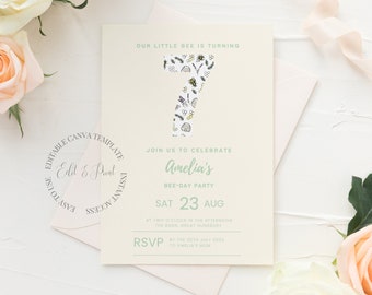 Editable First Bee Day Birthday Invitation Queen Bee Invite - Etsy
