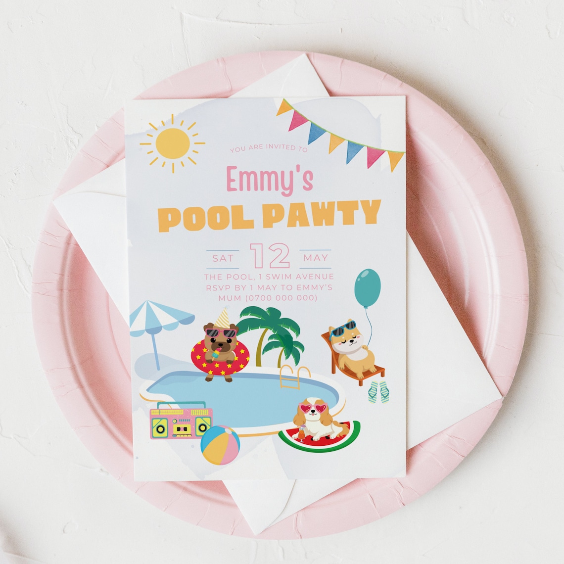 Dog Pool Party Invitation Canva Template, Pool Paw-ty Invite, Puppy ...