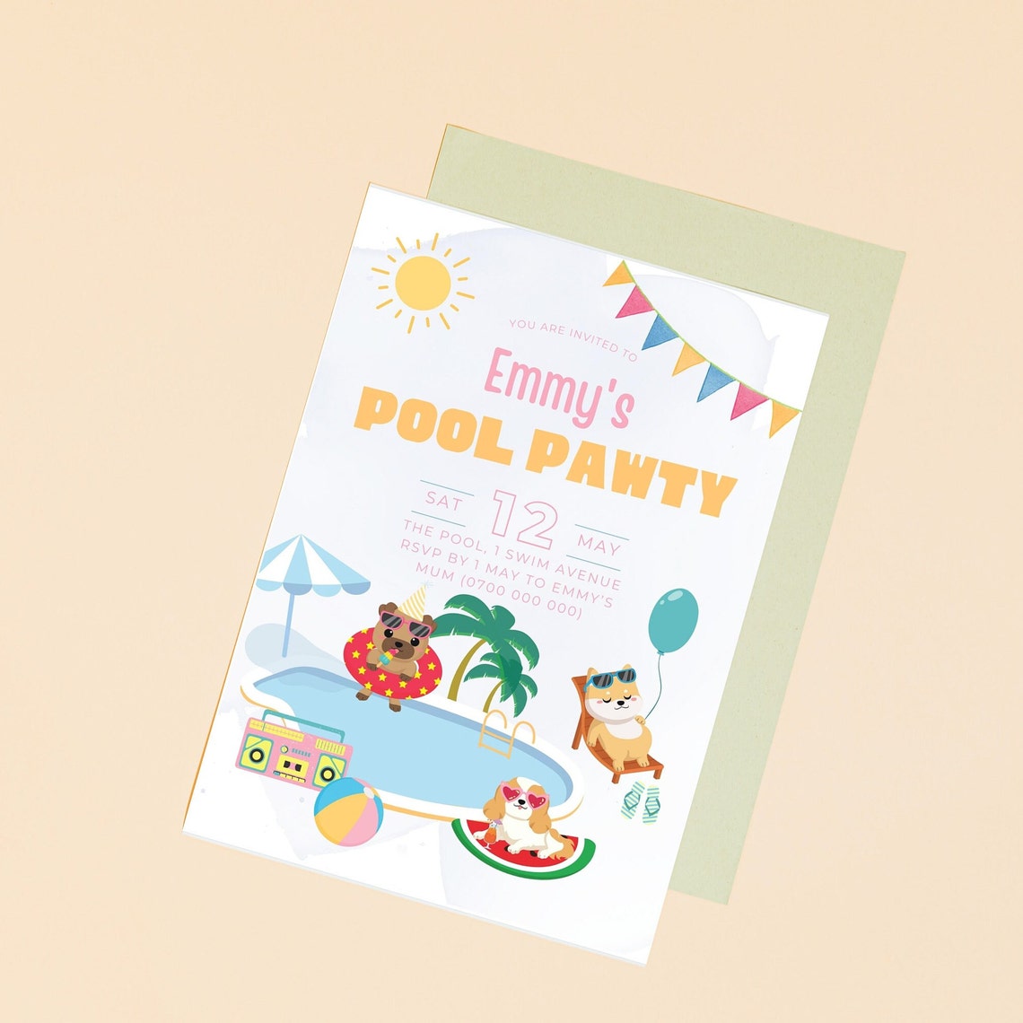 Dog Pool Party Invitation Canva Template, Pool Paw-ty Invite, Puppy ...
