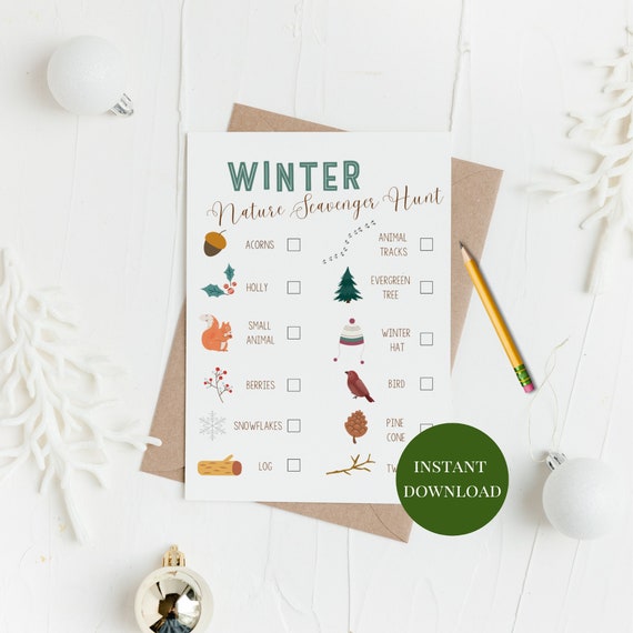Winter Scavenger Hunt US Letter Printable Kids Activity - Etsy
