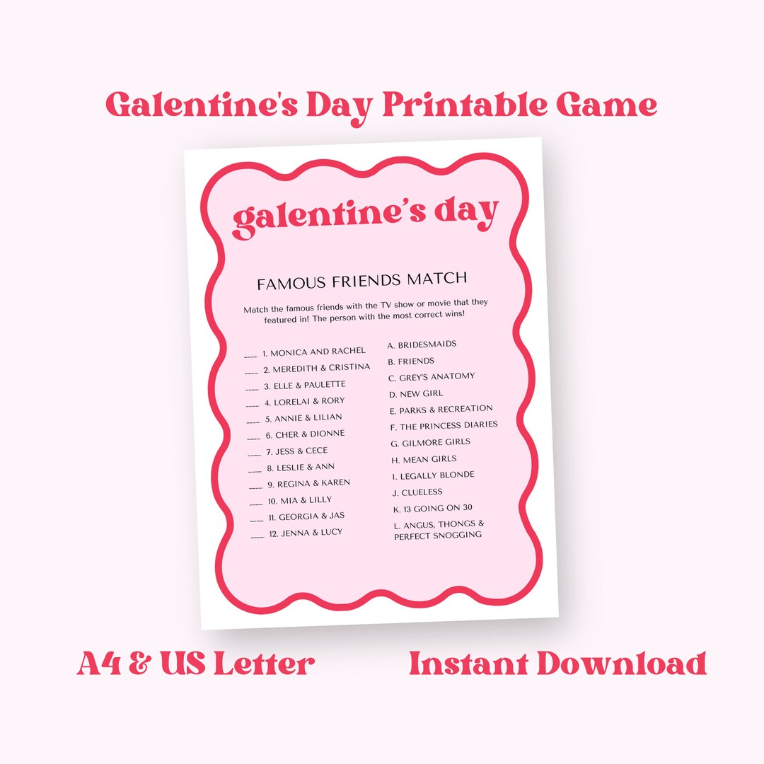 Galentine's Day Printable Game, Famous Friends, Valentine's Day ...