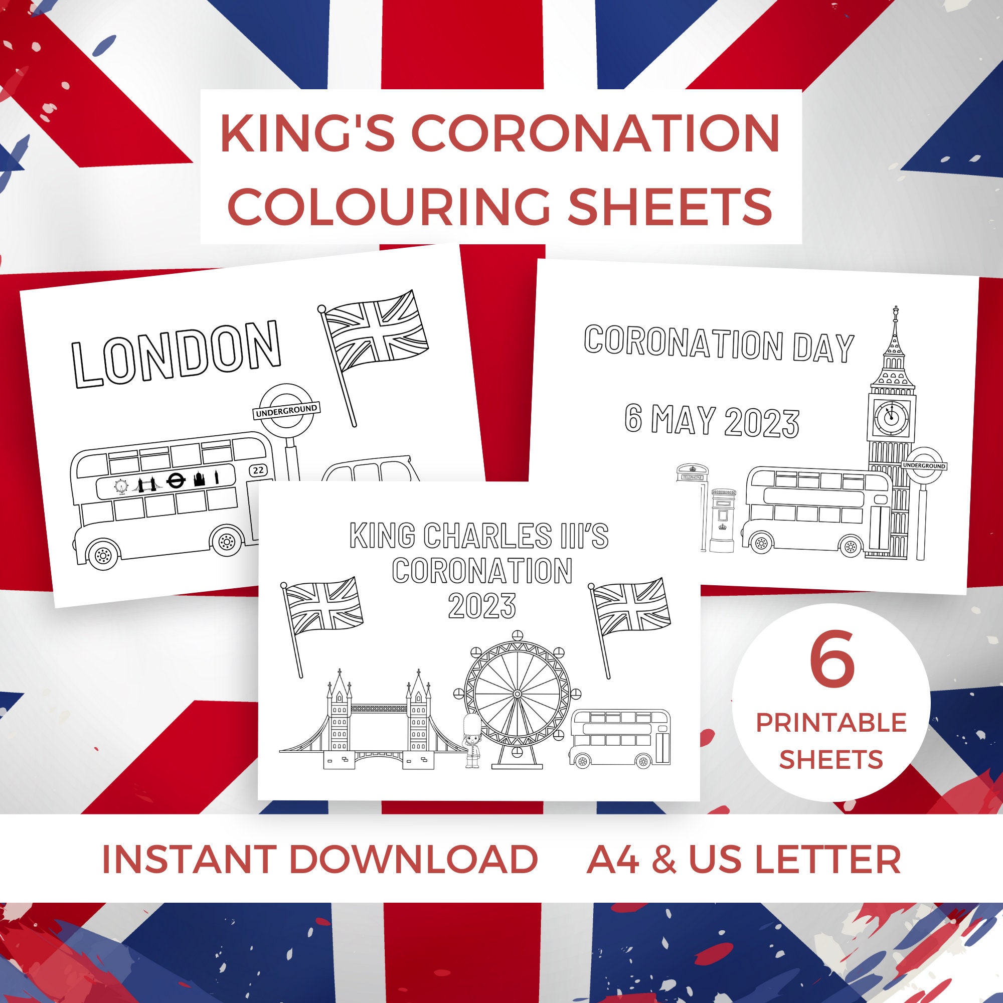 Coronation Printable Colouring Sheets King Charles III - Etsy Australia