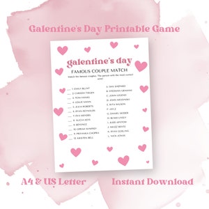 Retro Galentine's Day Printable Game, Famous Couples, Valentine's Day ...