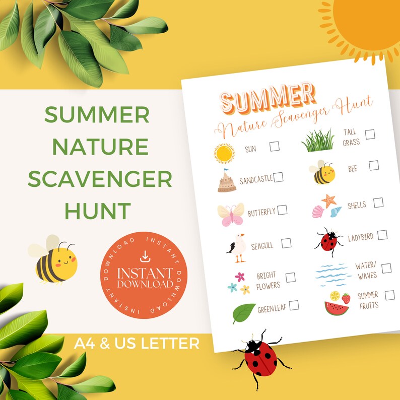 Summer Activity for Kids Printable Summer Scavenger Hunt - Etsy