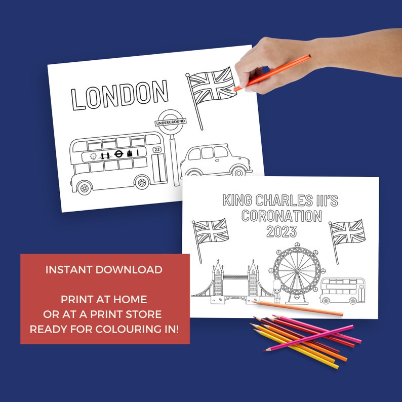 Coronation Printable Colouring Sheets King Charles III - Etsy