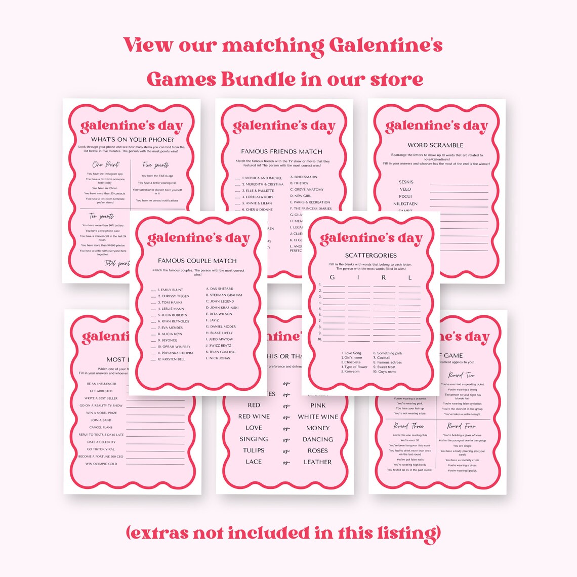 Galentine's Day Printable Game, What's on Your Phone, Valentine's Day ...