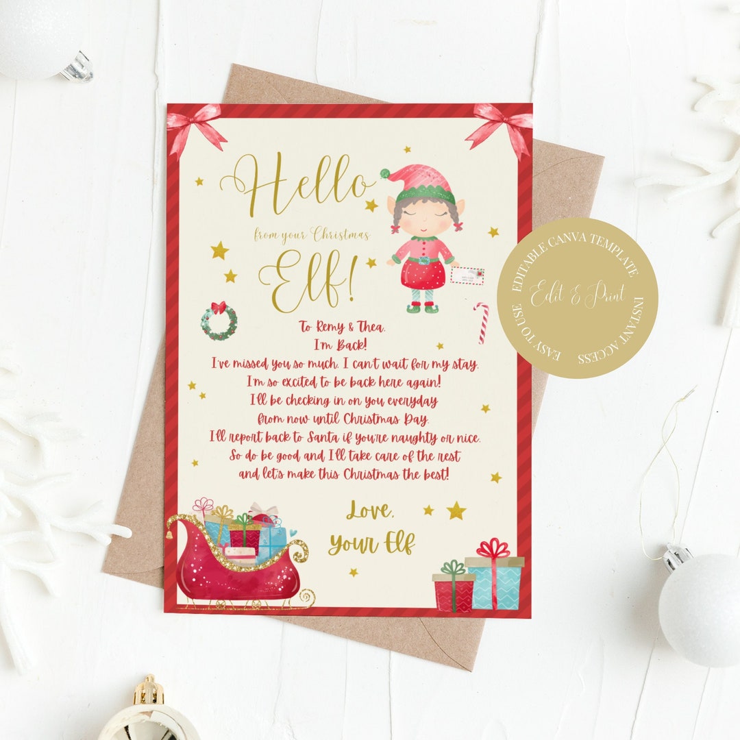 Editable Elf Arrival Letter Christmas Printable Letter From - Etsy ...