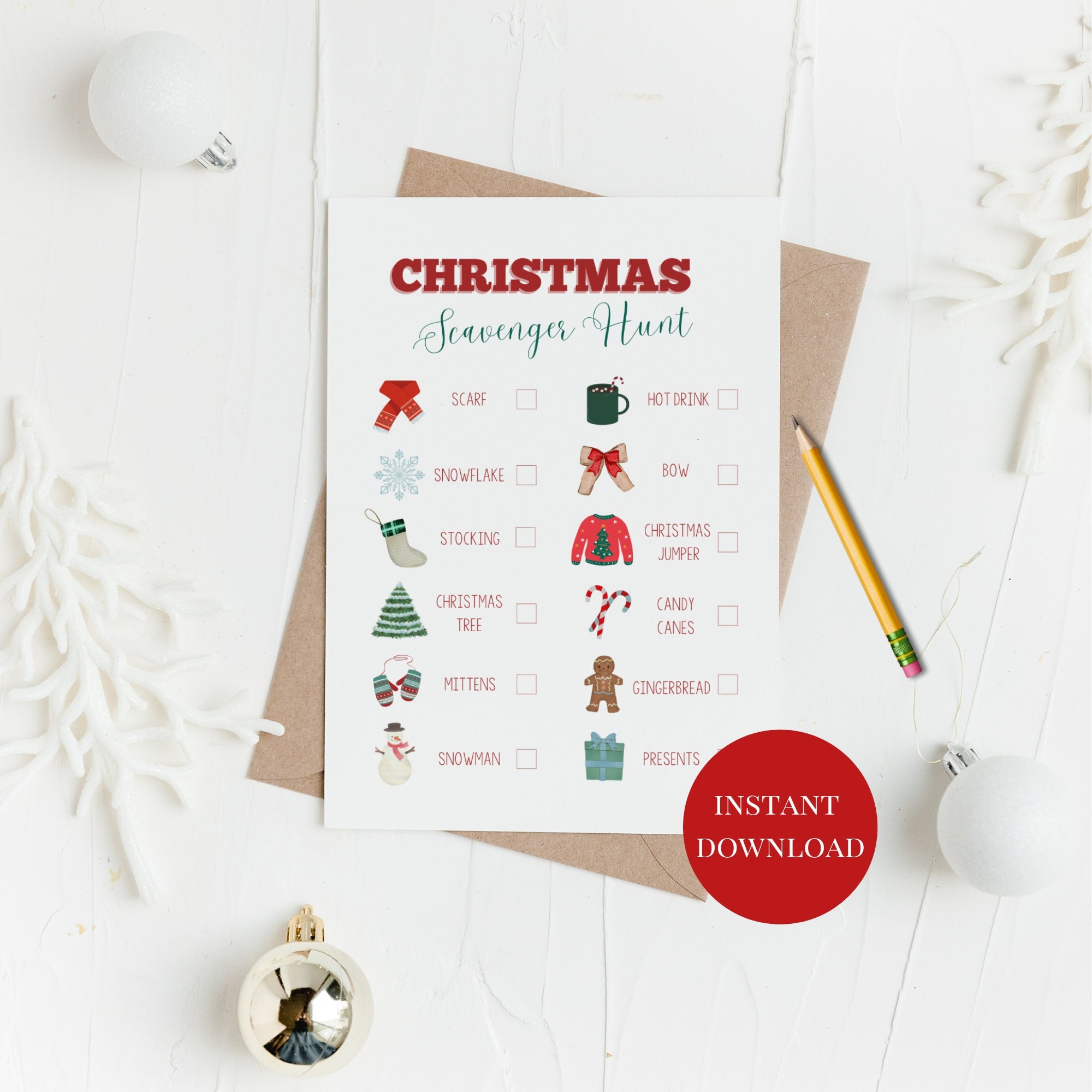 Christmas Scavenger Hunt Printable, A4, Christmas Kids Activities ...