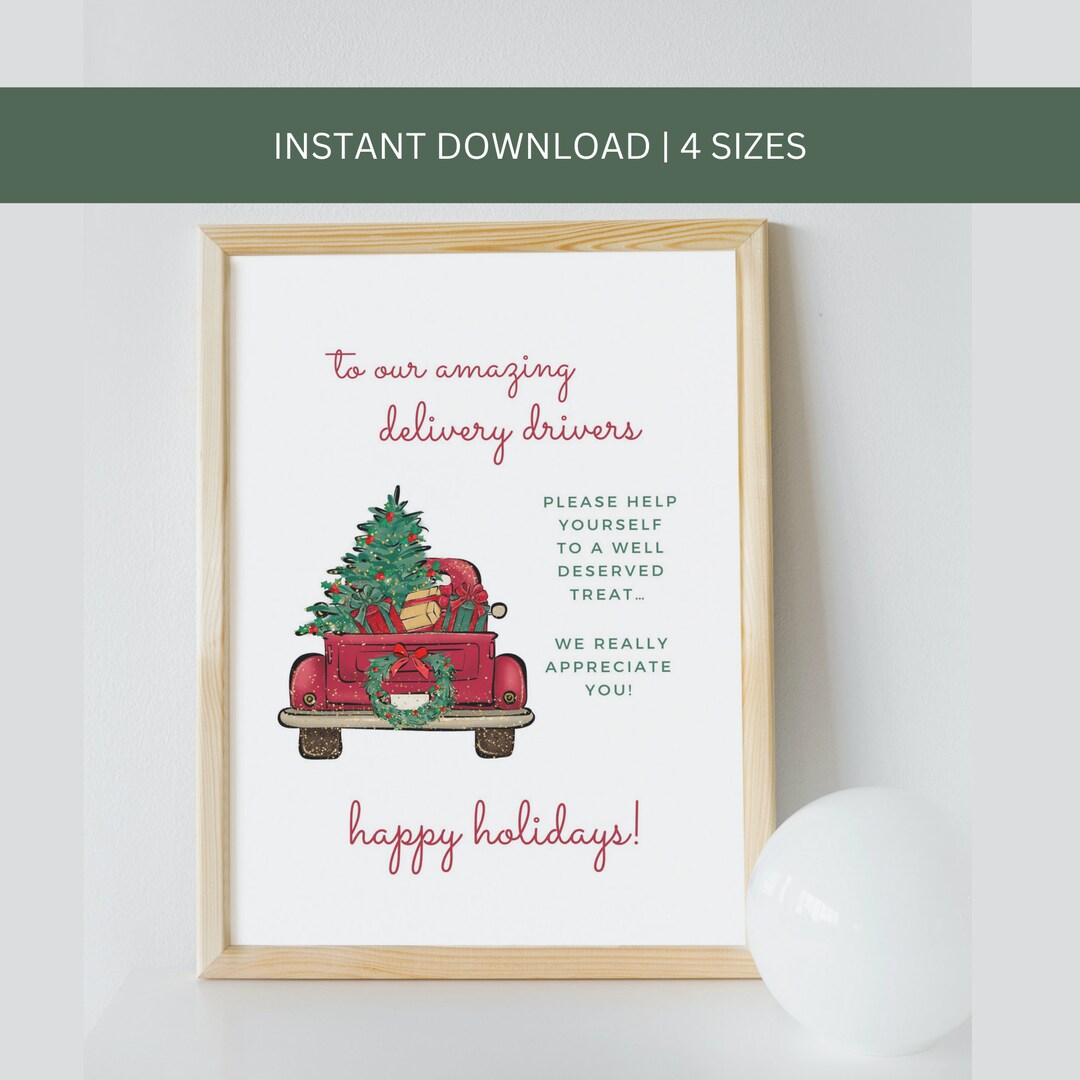 Delivery Driver Sign Christmas, Delivery Driver Snack Sign, Thank You ...