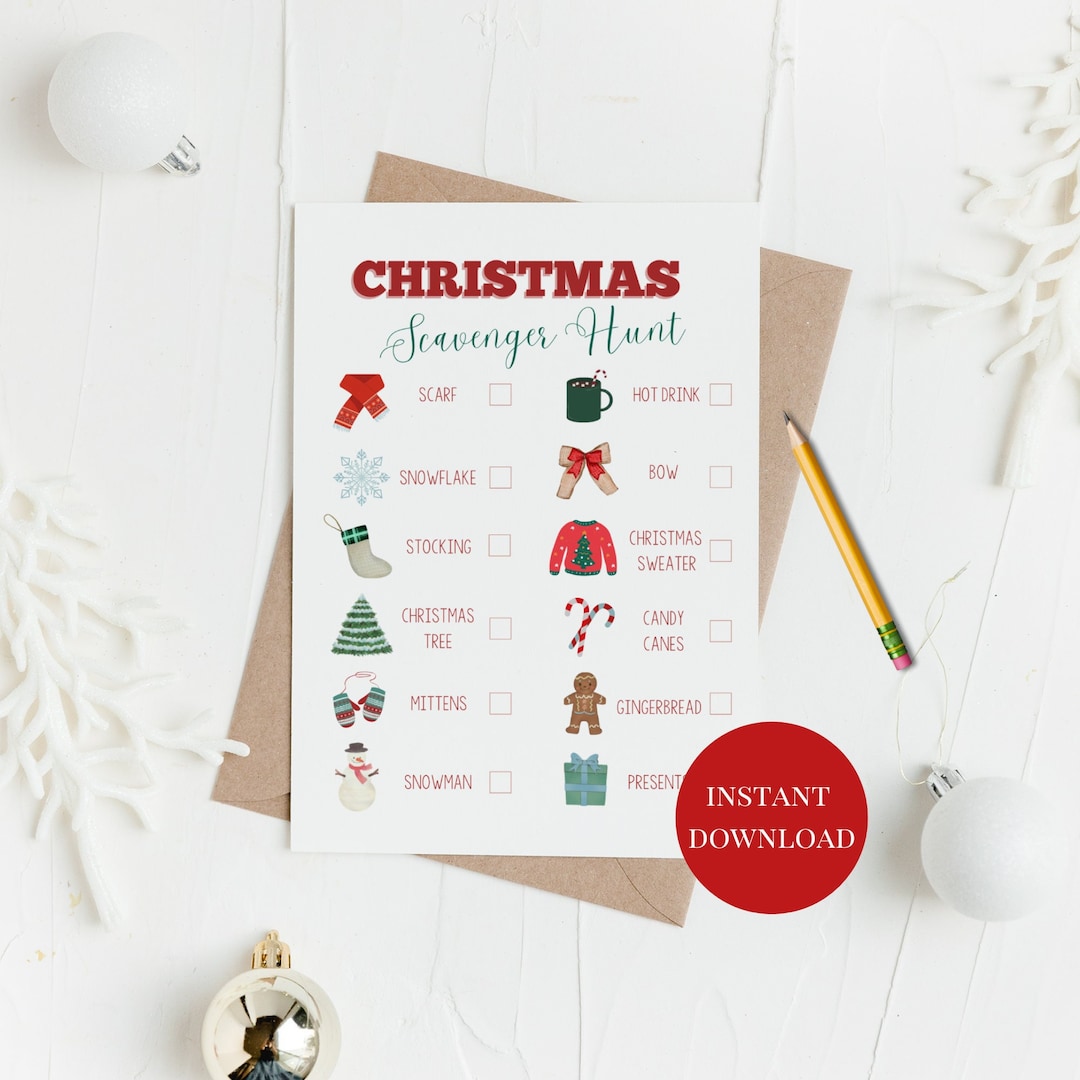 Christmas Scavenger Hunt, US Letter, Printable Kids Activity, Instant ...
