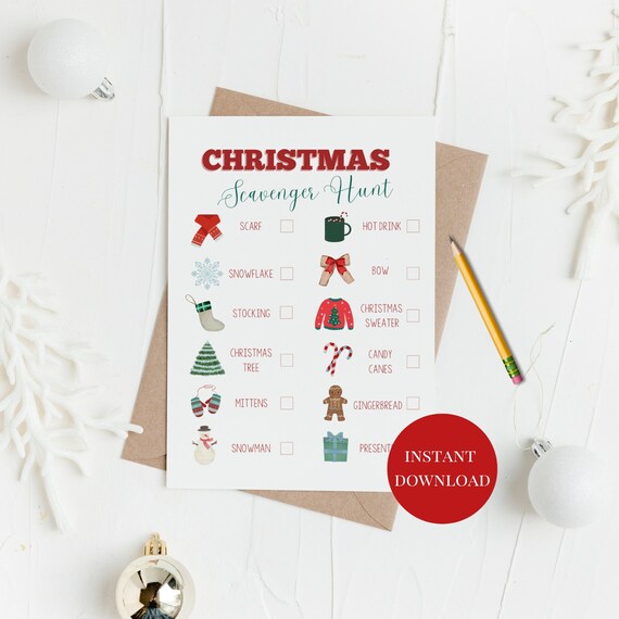 Christmas Scavenger Hunt US Letter Printable Kids Activity - Etsy