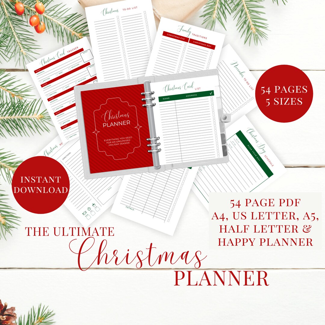 Christmas Planner Printable, Holiday Planner, Xmas Planner, Gift Budget ...