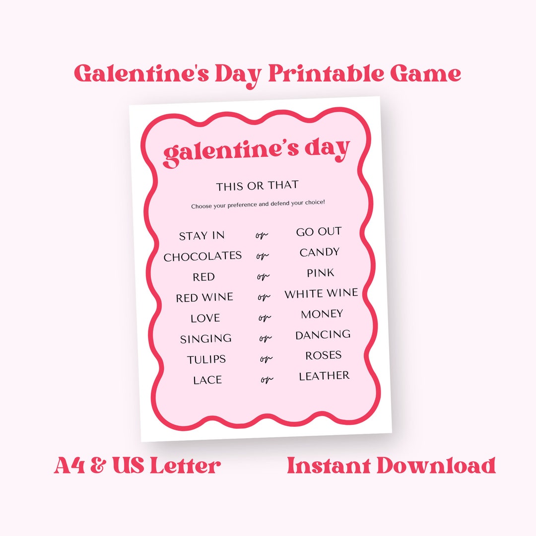 Galentine's Day Printable Game, This or That, Valentine's Day ...