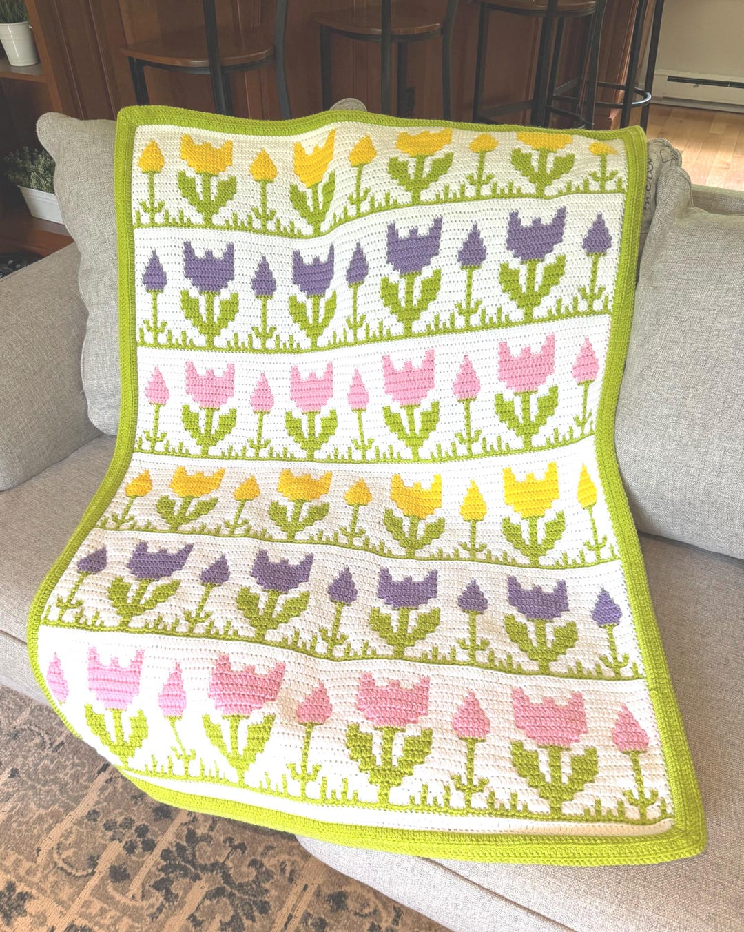 Mosaic Crochet Tulip Garden Pattern: Advanced Beginner Lapghan (PDF ...