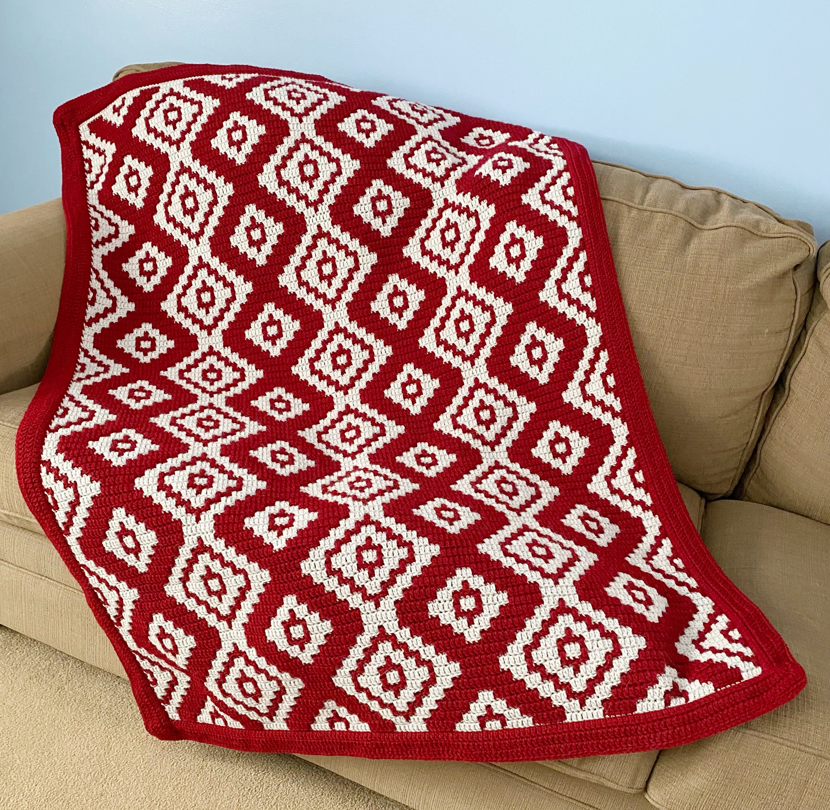 Mosaic Crochet Diamond Rows Throw Pattern Beginner Overlay - Etsy