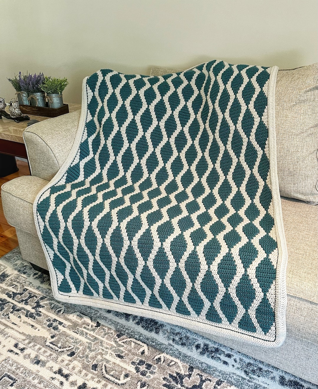 Mosaic Crochet Diamond Waterfall Throw Pattern (PDF Download) - Etsy
