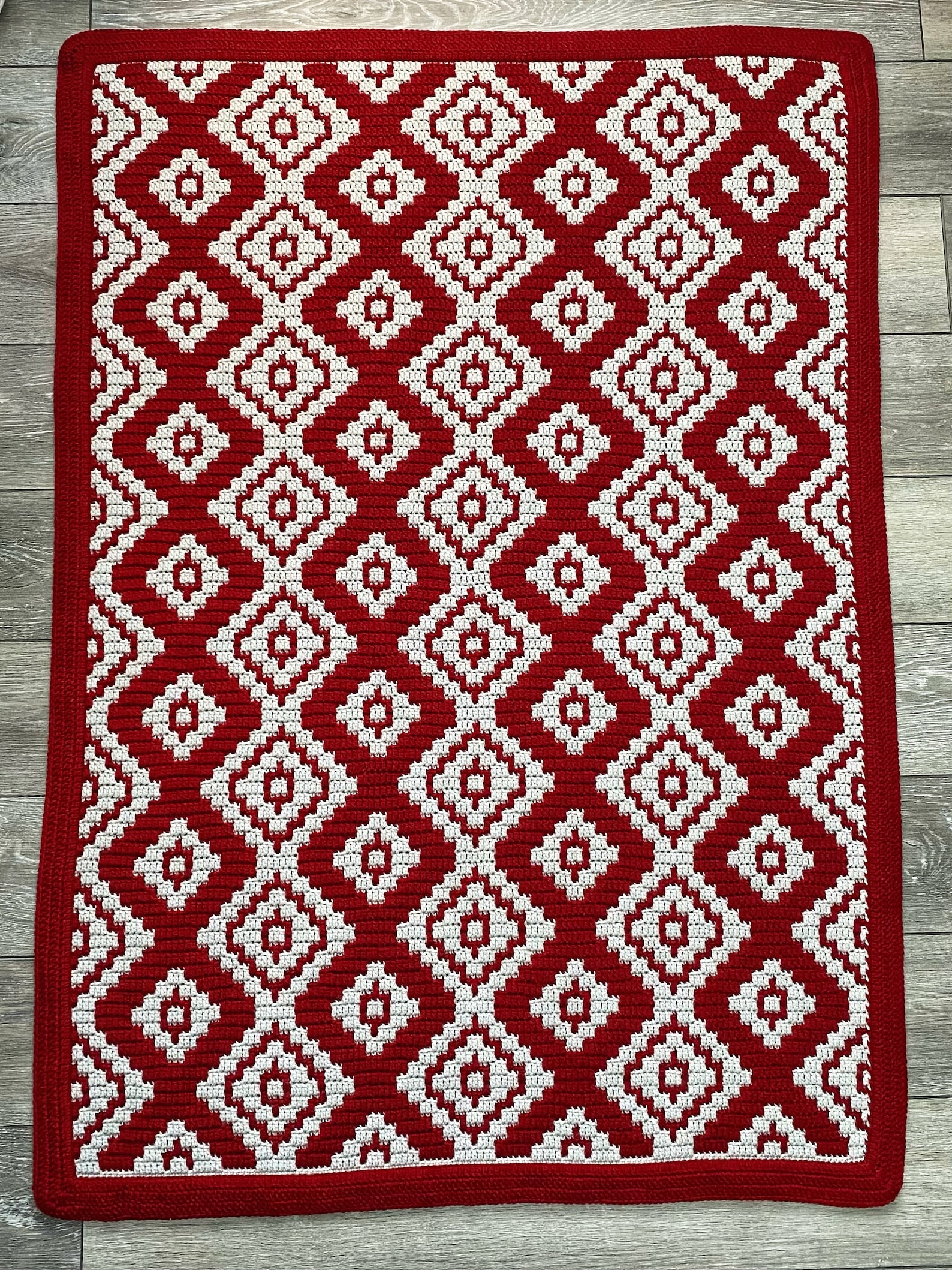 Mosaic Crochet Diamond Rows Throw Pattern Beginner Overlay - Etsy