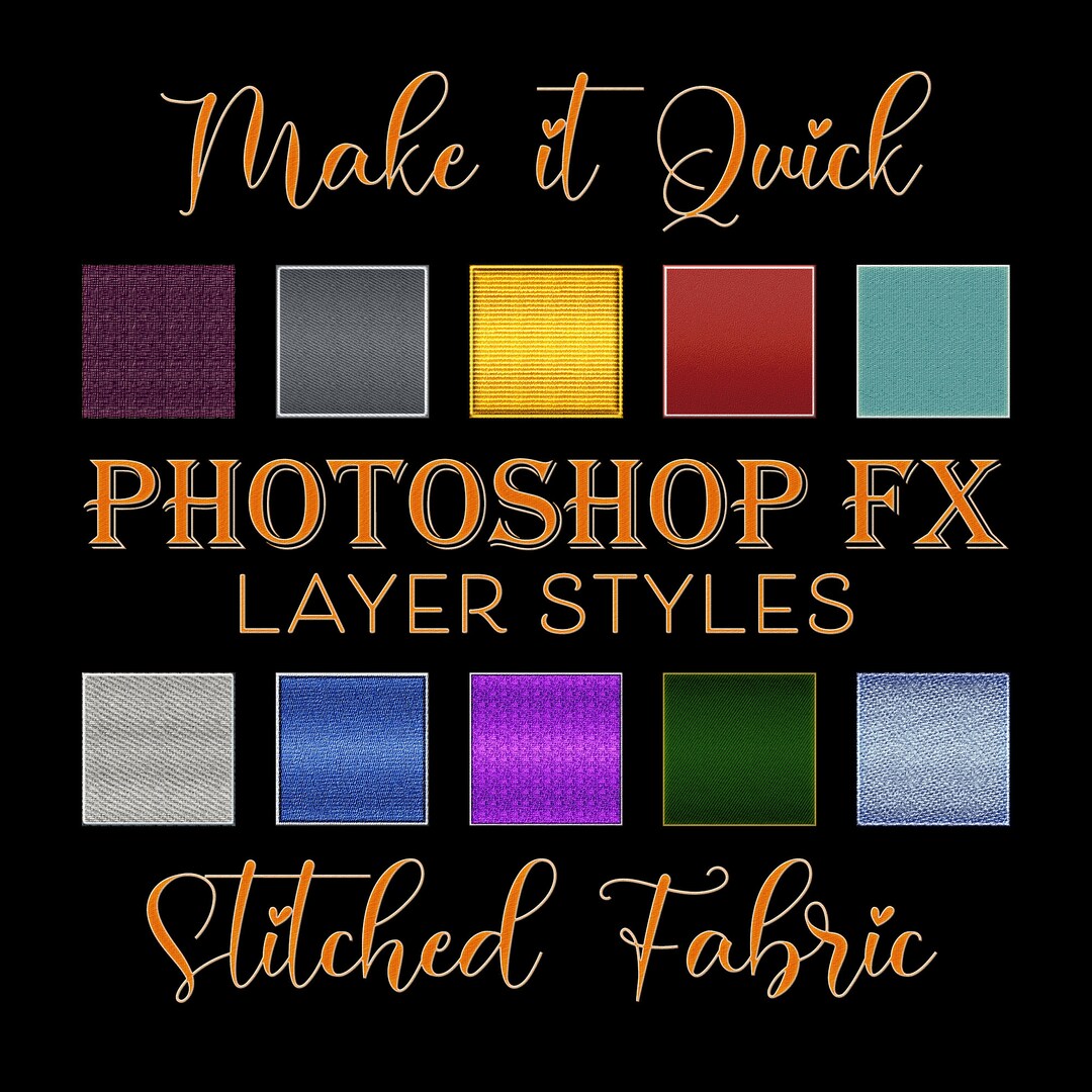 53 Photoshop Addon, Stitched Fabric Textures FX Presets, One Click Effects, Photoshop Layer ...