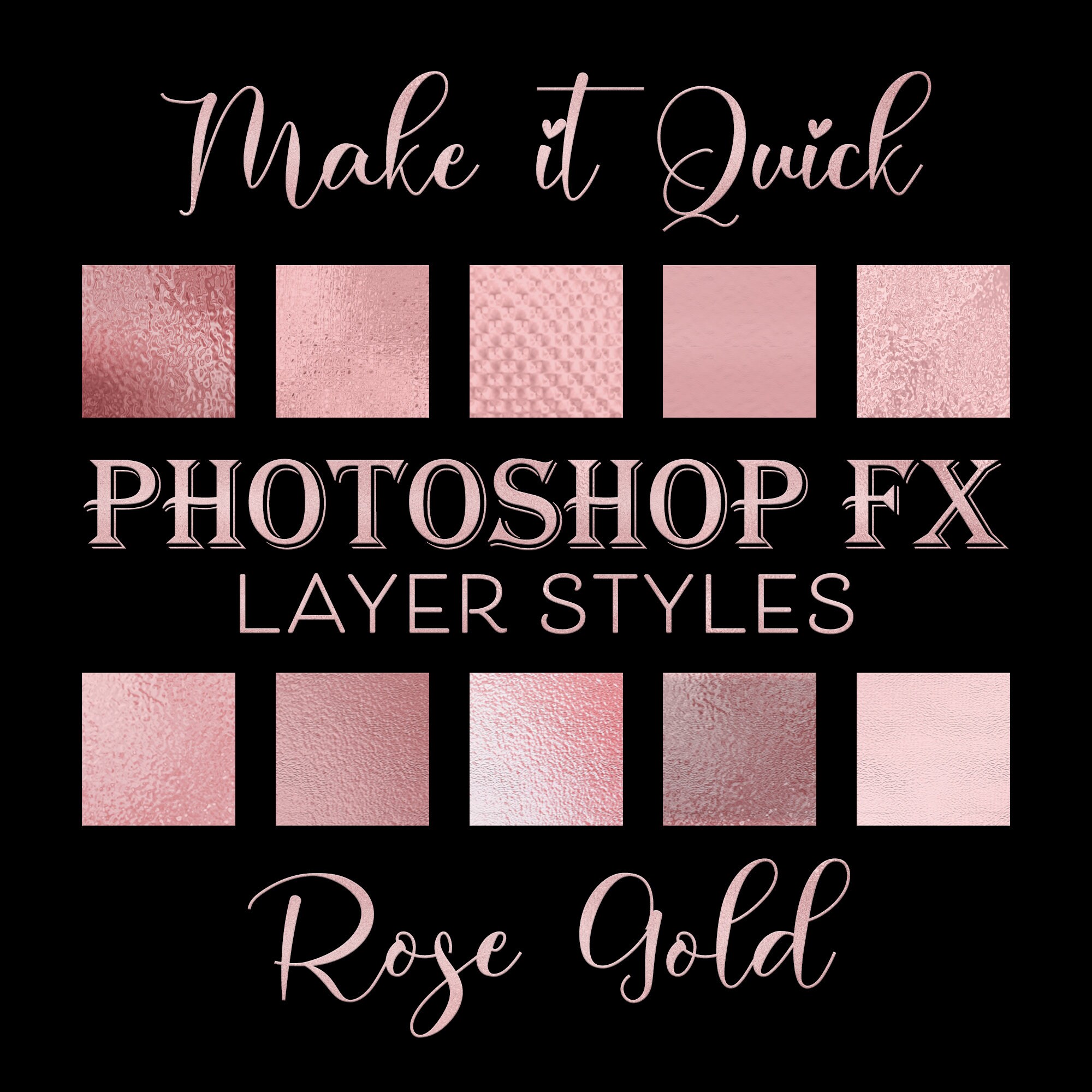 Rose Gold Photoshop Styles, ASL FX Photoshop Text Effects, Rose Gold ...