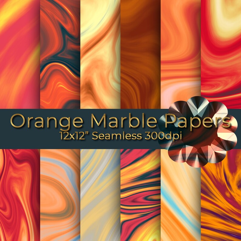 12x12 Print Orange Marble Seamless Paper Scrapbook Pages | Etsy