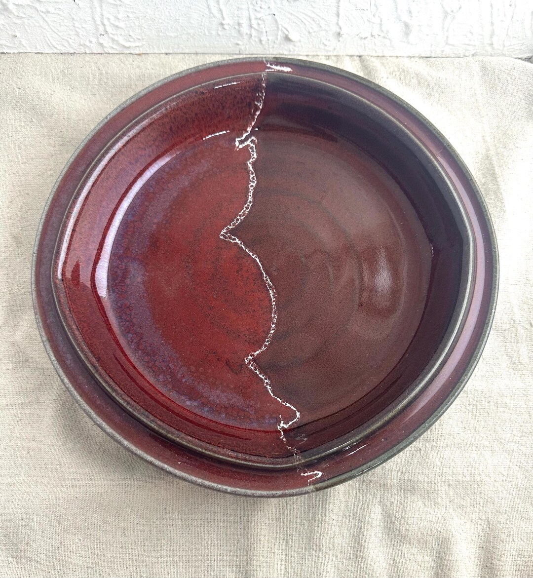 Bill Stuart Studio Art Pottery Dish, 10 1/4" Diameter, 1 1/2" Tall, Two ...