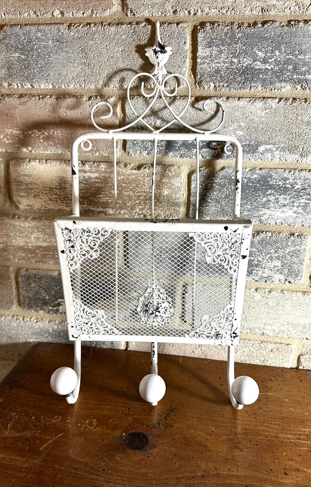 Metal Wall Decor Hanging Mail Holder, 20" Tall X 8 1/2" Wide, Painted ...