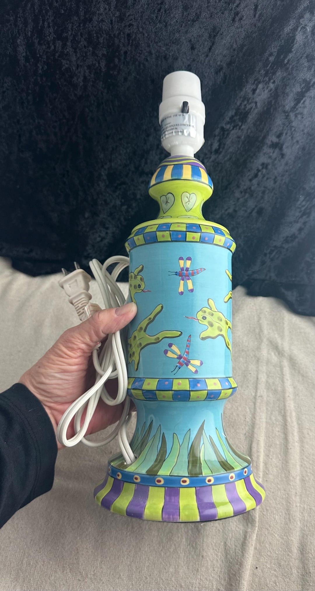 Patricia Dupont Ceramic Lamo Base, 13 Tall X 5 Diameter Base, Frog ...