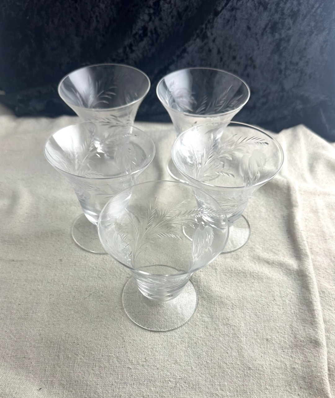 Tiffin-franciscan Crystal Glasses, Set of 5, Mystic Pattern, Oyster or ...