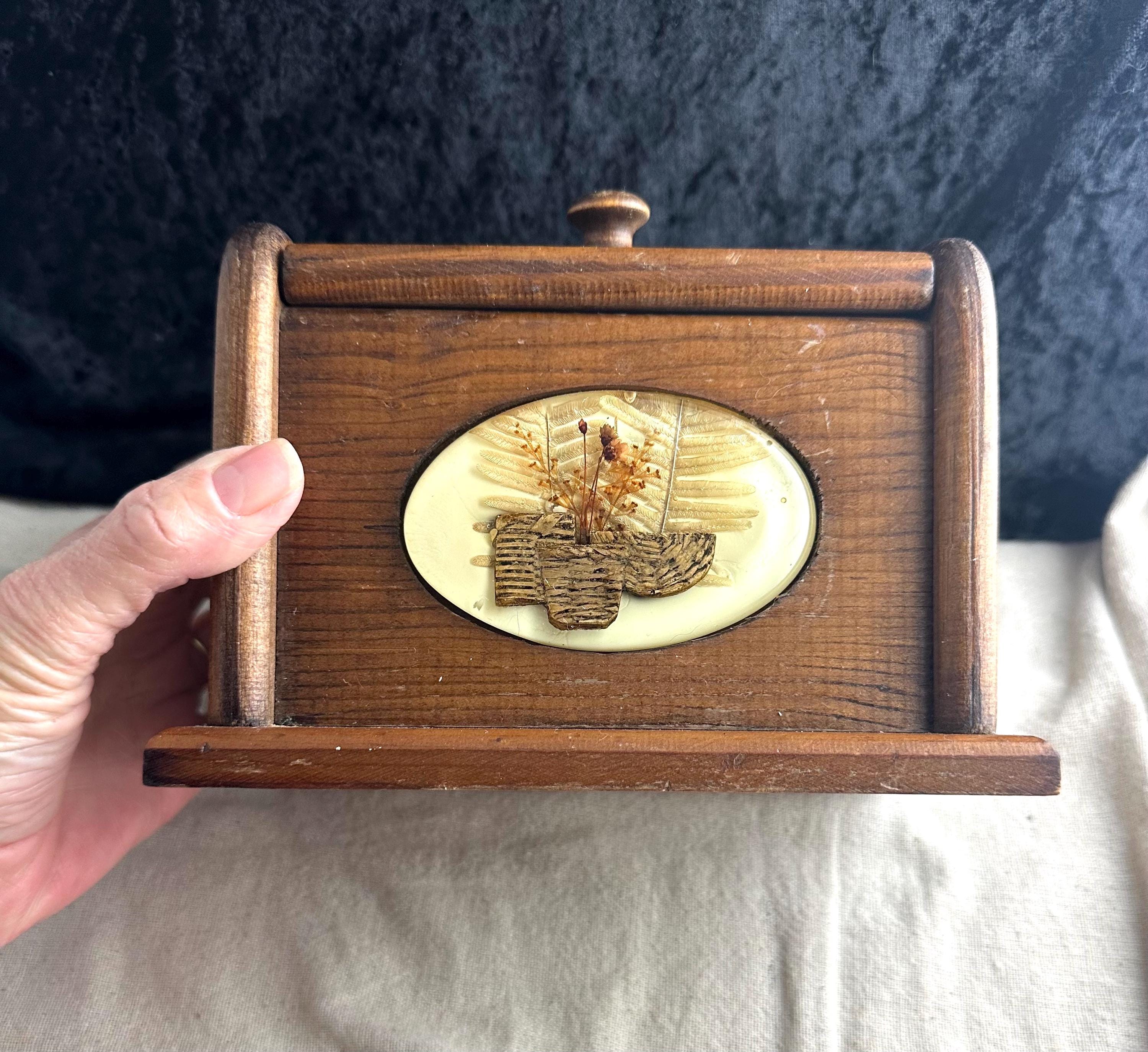 Vintage Wooden Recipe Box With Lucite Detail, 7 Long X 4 1/2 Wide X 5 1 ...