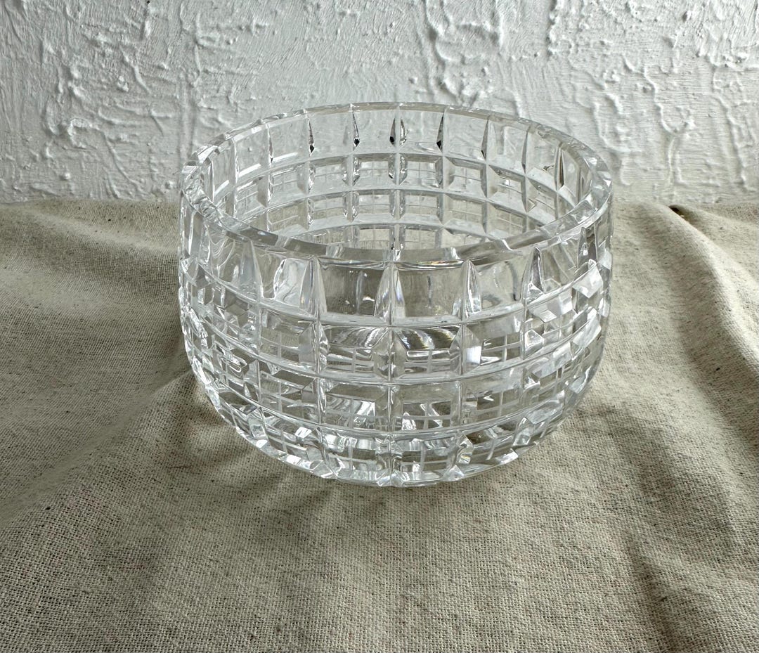 Vintage Lausitzer Crystal Bowl, Hand Cut Cross Design, Made in Germany ...