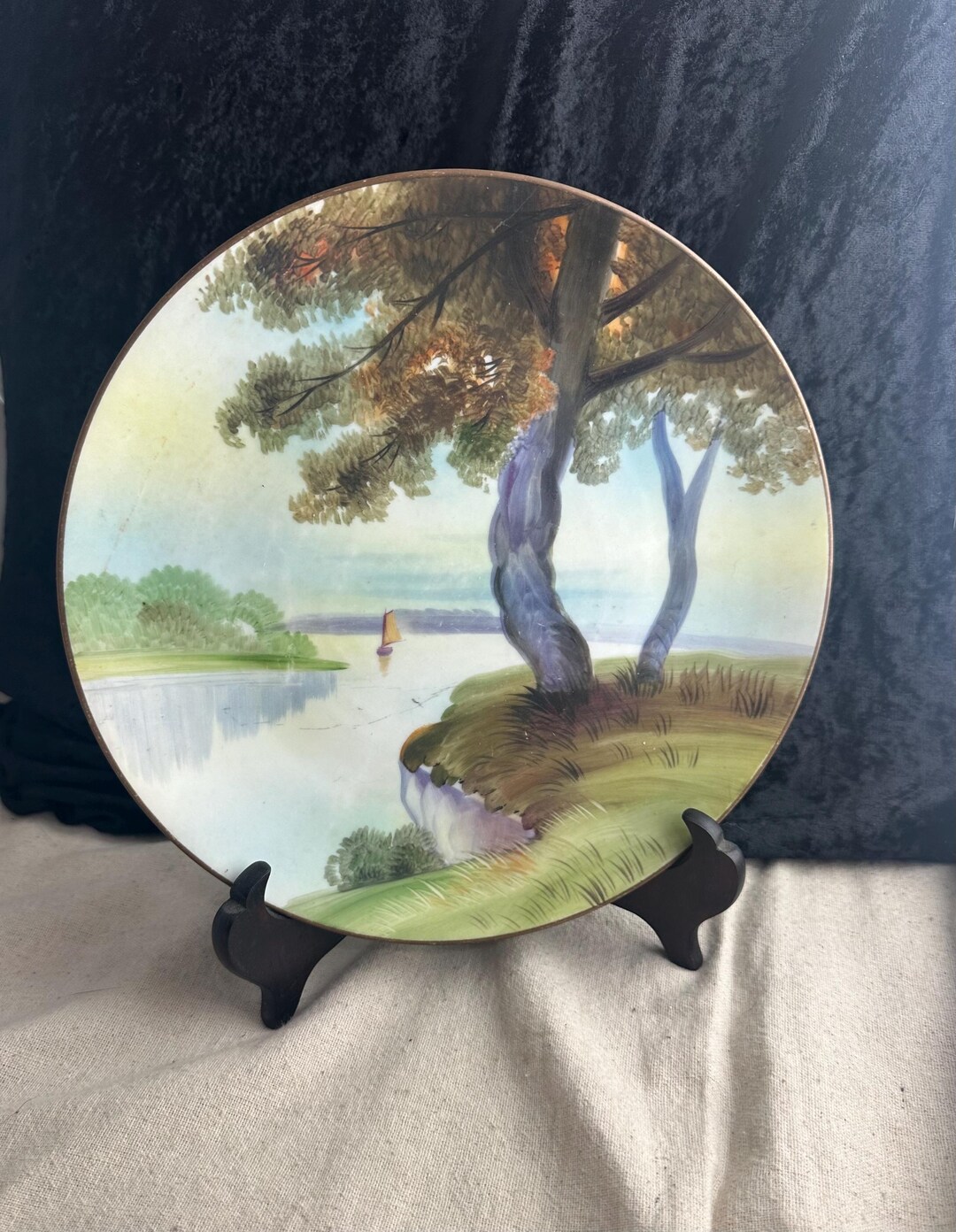 Hand Painted Nippon Plate, Green Mark, 9" in Diameter, Vintage ...