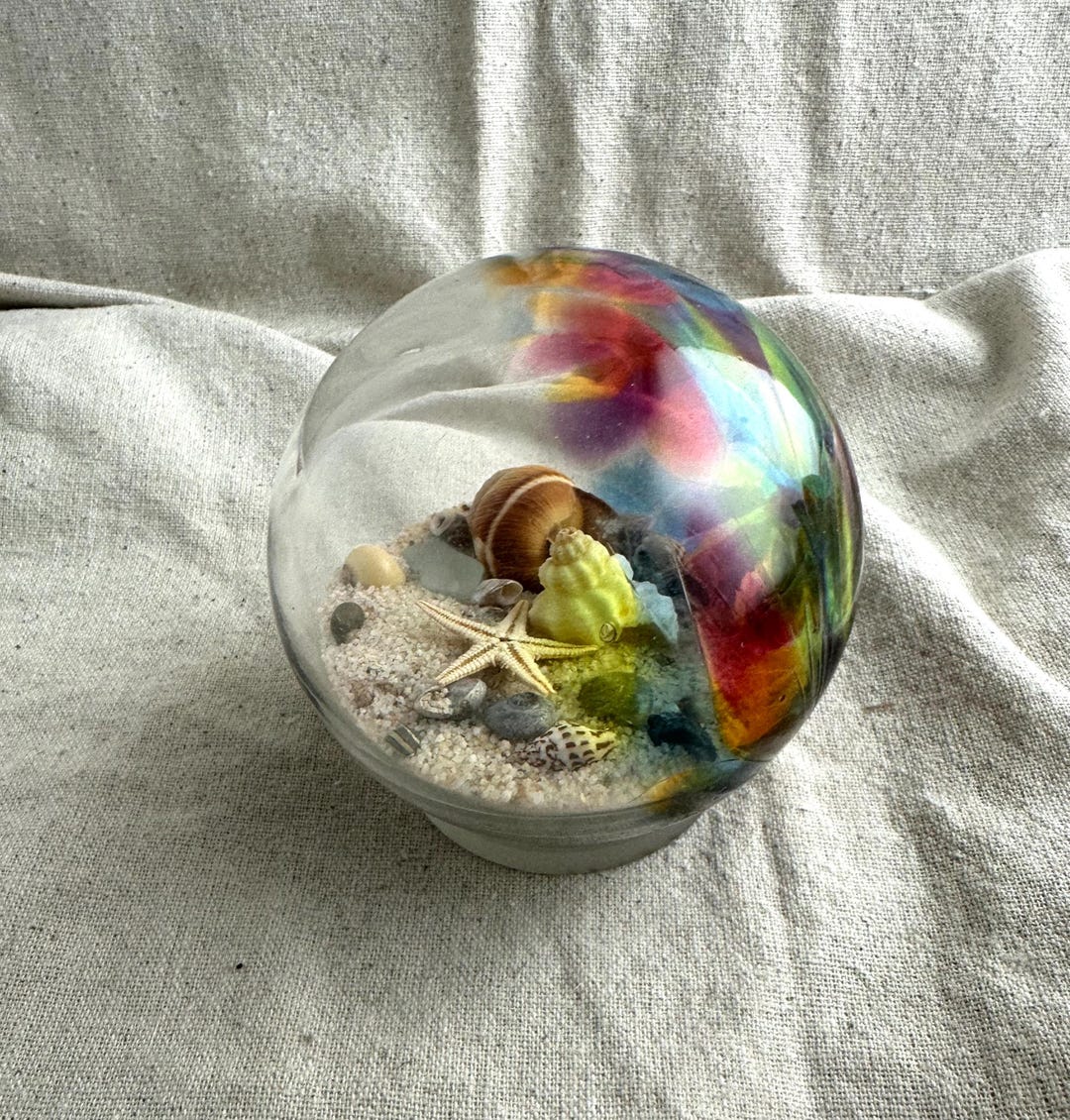 Hand Blown Glass Eye Studios Orb, Beach Sand & Seashells (3.5"x3") - Etsy