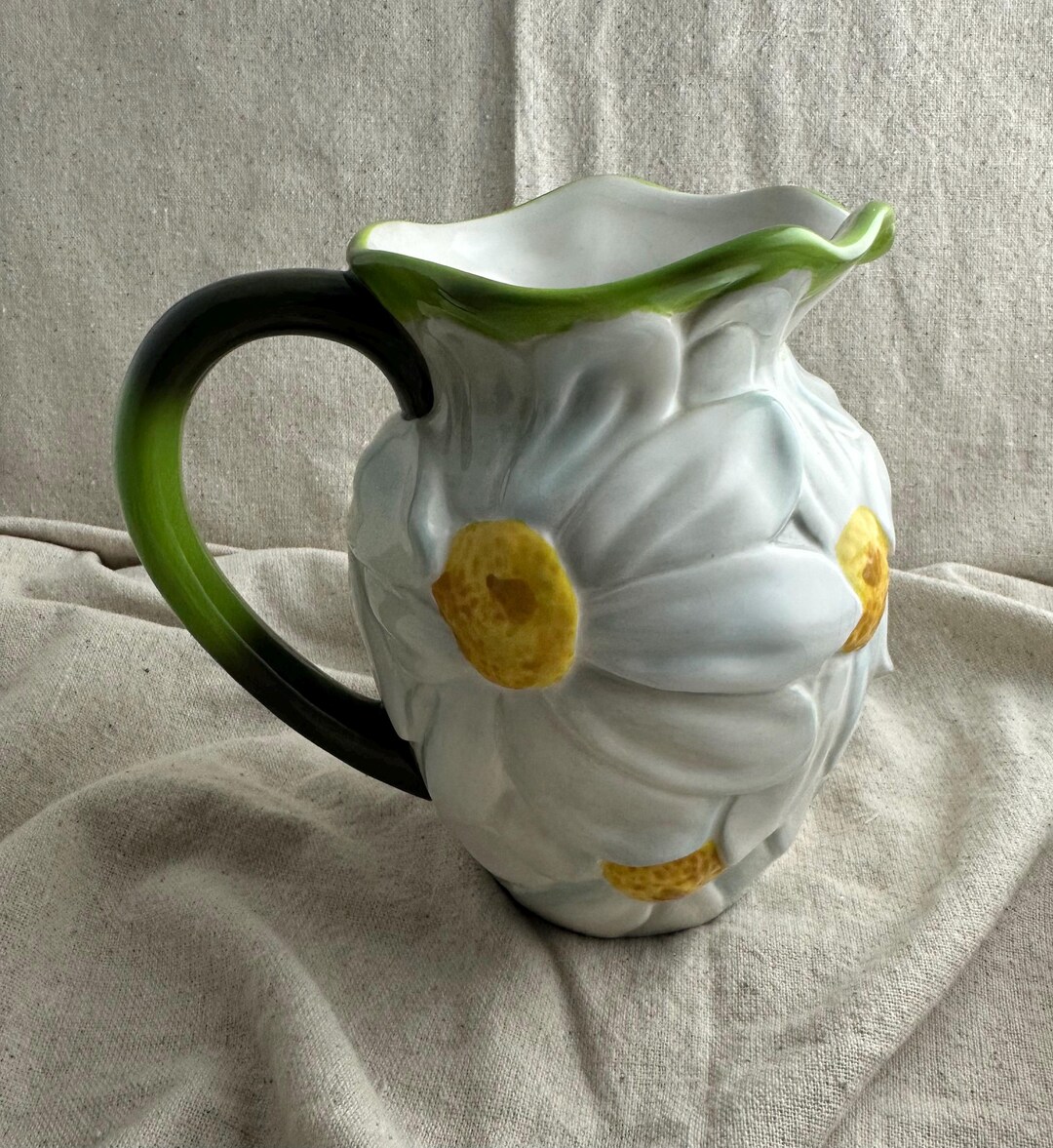 Daisy Pitcher From Teleflora, 6 1/4" Tall X 6" Wide From Handle to ...