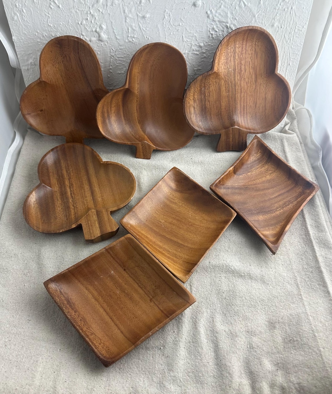 Vintage Monkey Pod Wood Bowls, Clover and Diamond Shapes - Etsy