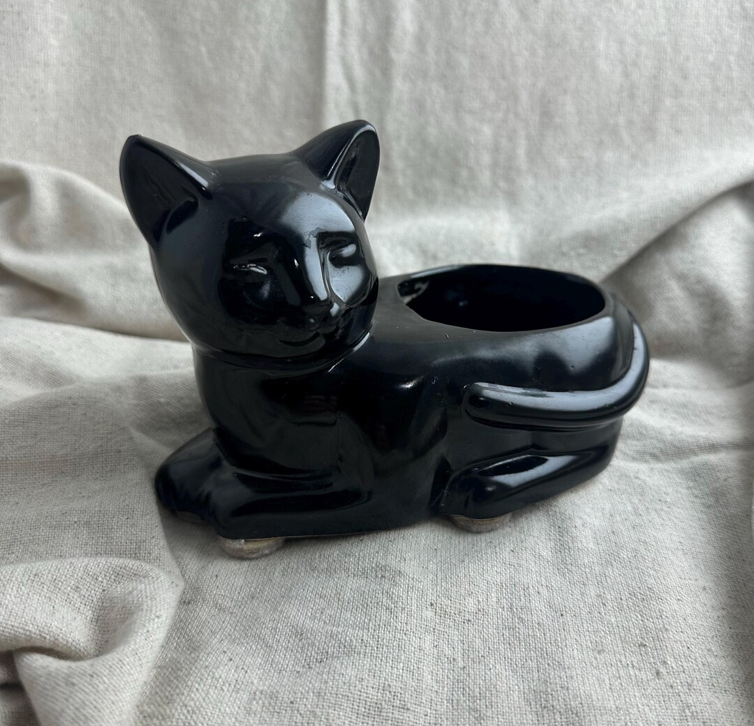 Artmark Ceramic Black Cat Planter, Vintage 1990 - Etsy