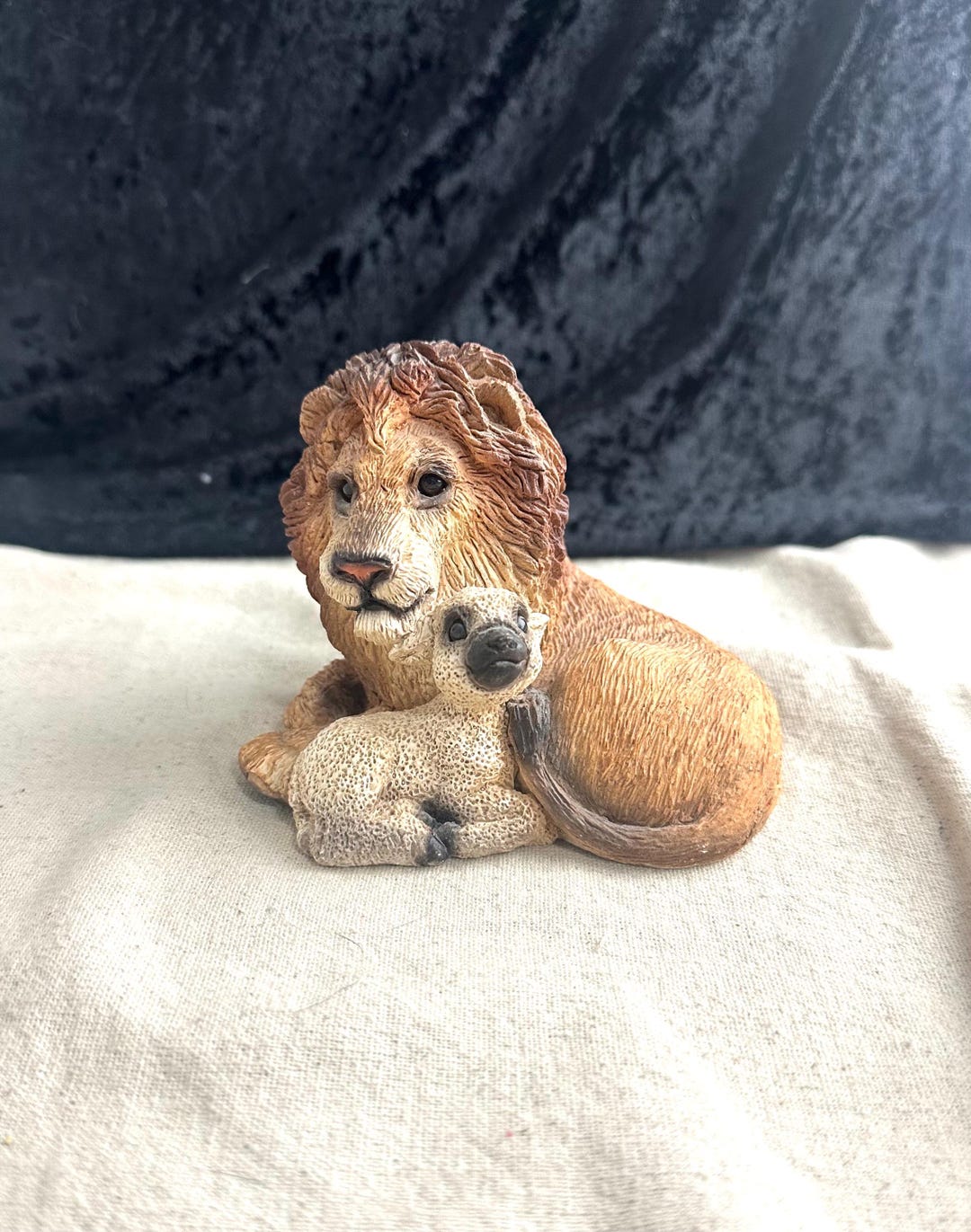 Stone Critters Lion and Lamb Figurine, 3 1/2" X 4" X 3 1/2", Made in ...